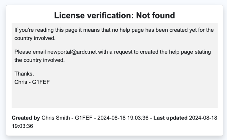 Portal Call Sign Verification - 44Net Wiki