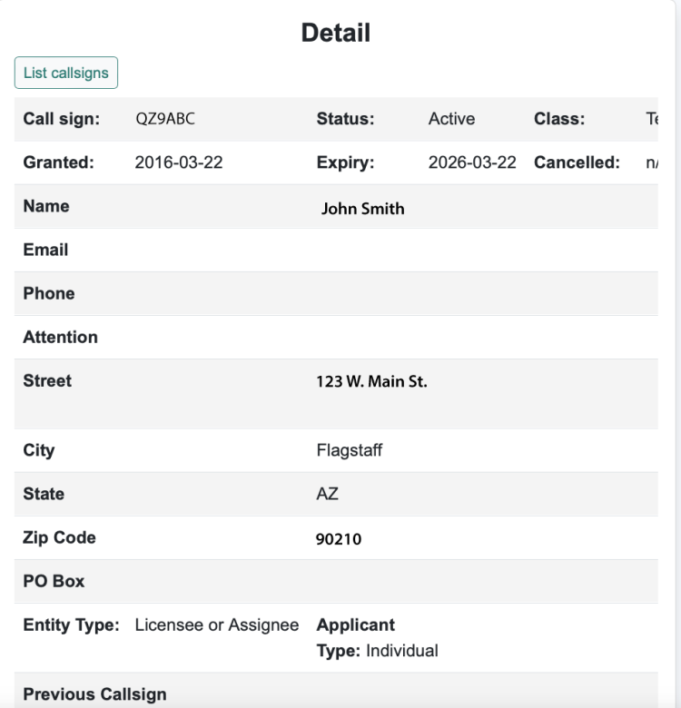 Portal Call Sign Verification - 44Net Wiki
